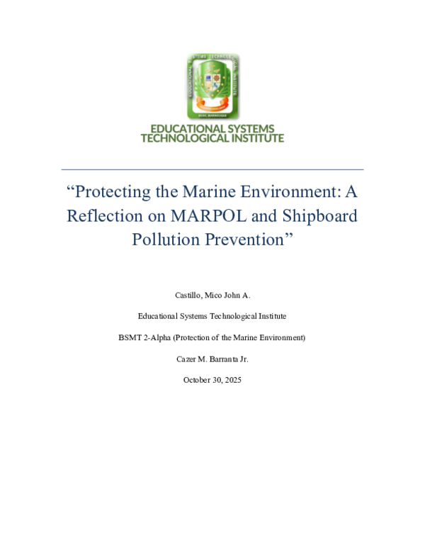 (PDF) "Protecting the Marine Environment: A Reflection on MARPOL and ...