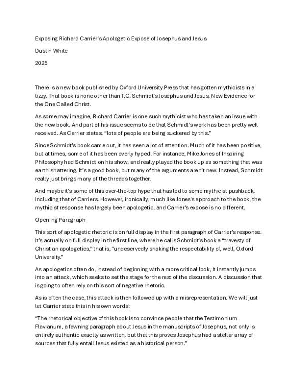 (PDF) Exposing Richard Carriers Apologitic Expose on Josephus and Jesus