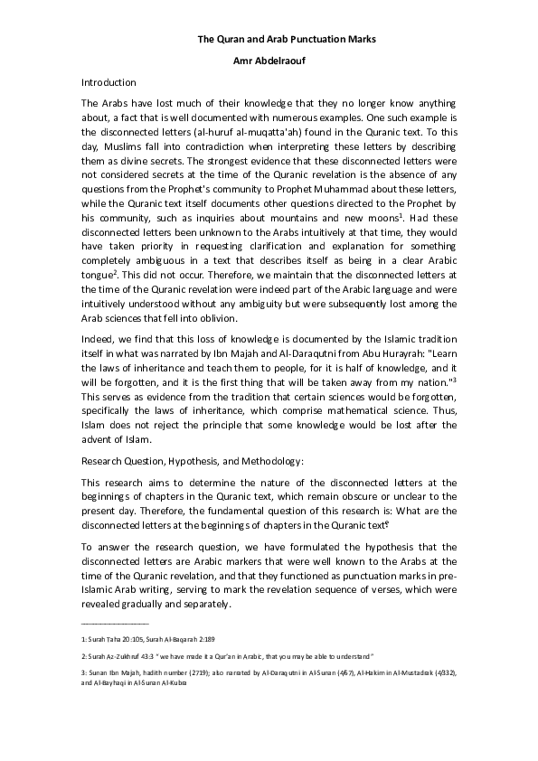 (PDF) The Quran and Arab Punctuation Marks