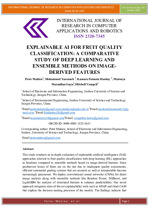 (PDF) EXPLAINABLE AI FOR FRUIT QUALITY CLASSIFICATION: A COMPARATIVE ...
