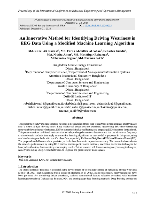 (PDF) An Innovative Method for Identifying Driving Weariness in EEG ...