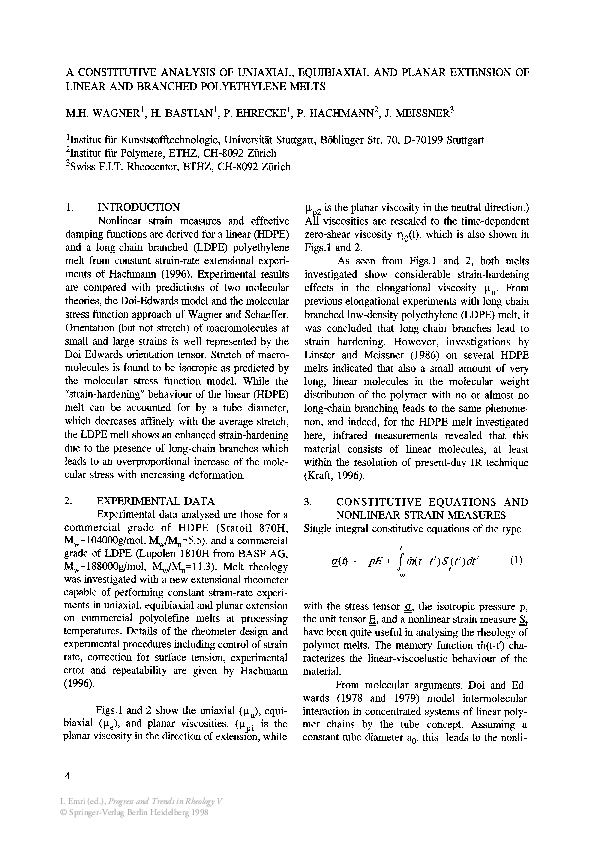 (PDF) A Constitutive Analysis of Uniaxial, Equibiaxial and Planar ...
