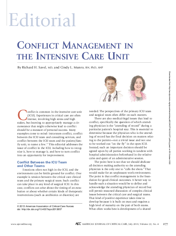 (PDF) Conflict management in the intensive care unit