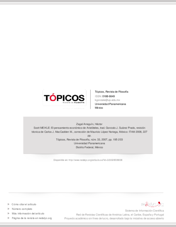 (PDF) Scott MEIKLE: El pensamiento económico de Aristóteles, trad ...