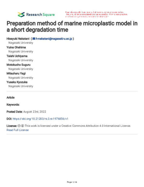(PDF) Preparation method of marine microplastic model in a short ...