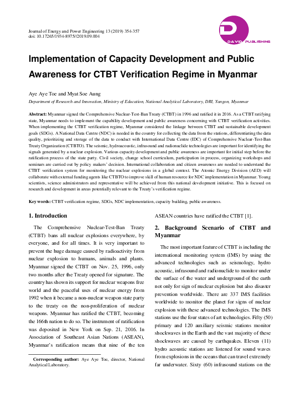 (PDF) Implementation of Capacity Development and Public Awareness for ...