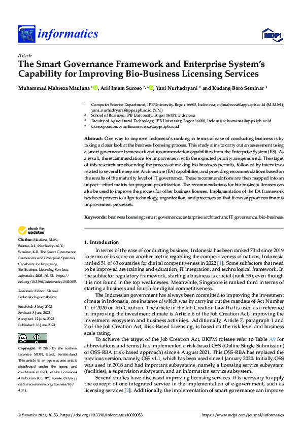 (PDF) The Smart Governance Framework and Enterprise System’s Capability ...