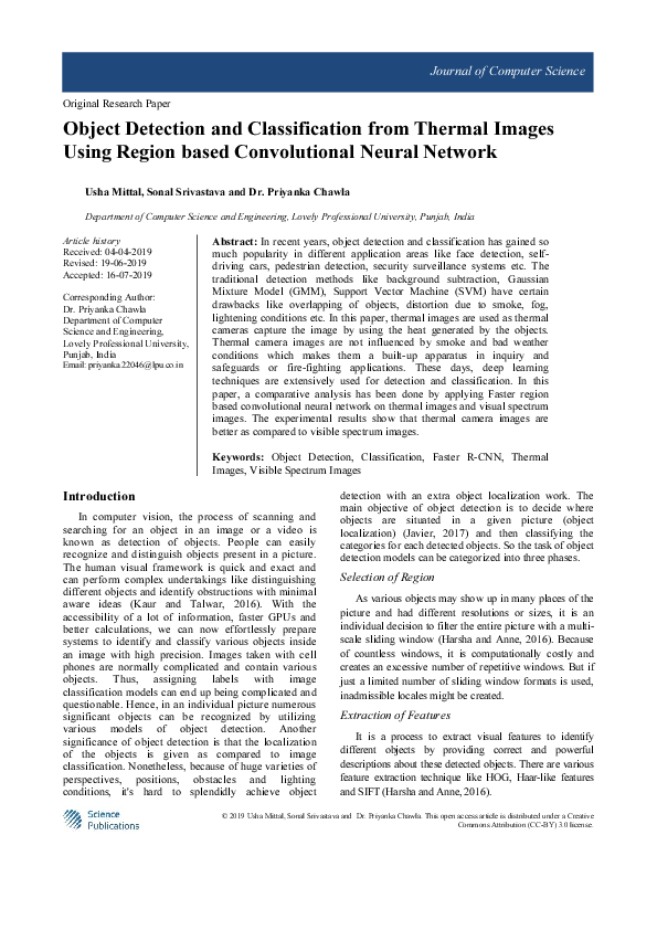 (PDF) Object Detection and Classification from Thermal Images Using Region based Convolutional ...