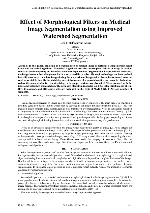 (PDF) Effect of Morphological Filters on Medical Image Segmentation ...