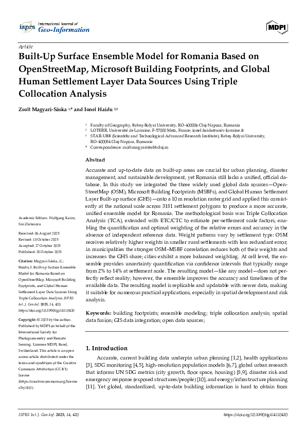 (PDF) Built-Up Surface Ensemble Model for Romania Based on ...