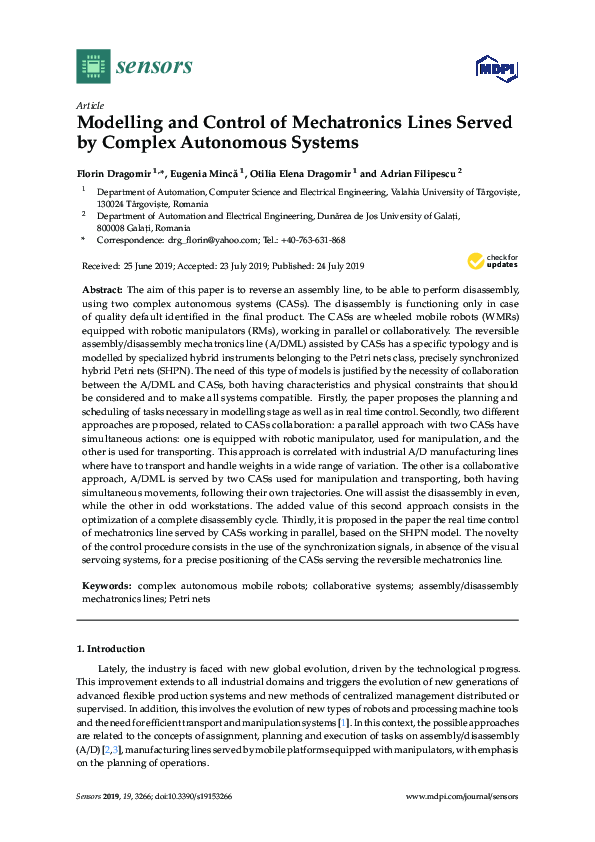 (PDF) Modelling and Control of Mechatronics Lines Served by Complex ...