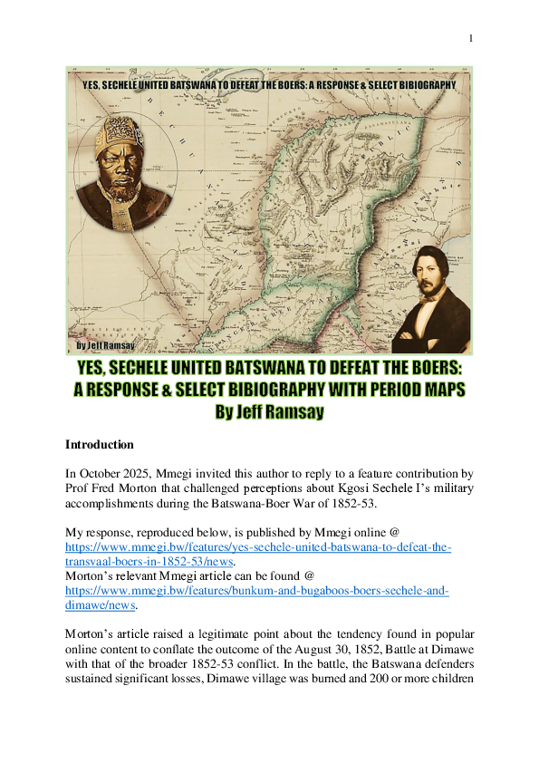 (PDF) YES, SECHELE UNITED BATSWANA TO DEFEAT THE BOERS - A RESPONSE ...