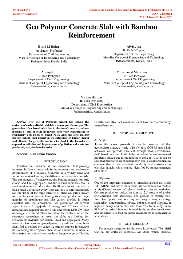 (PDF) Geo Polymer Concrete Slab with Bamboo Reinforcement