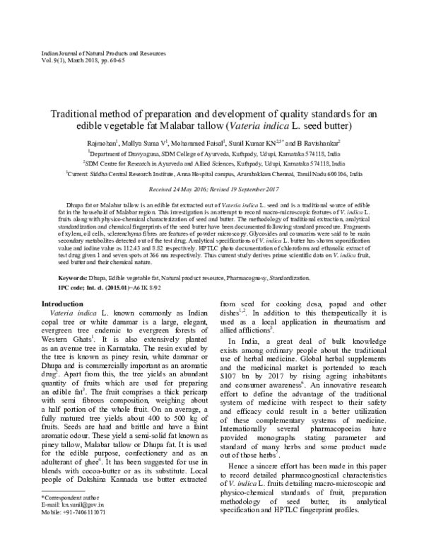 (PDF) Traditional method of preparation and development of quality ...