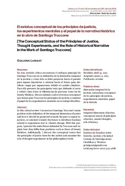 (PDF) El estatus conceptual de los principios de justicia, los ...