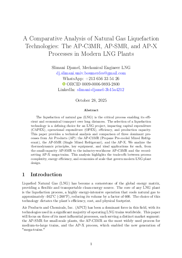 (PDF) A Comparative Analysis of Natural Gas Liquefaction Technologies ...