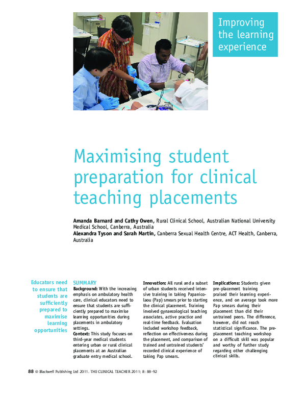 (PDF) Maximising student preparation for clinical teaching placements