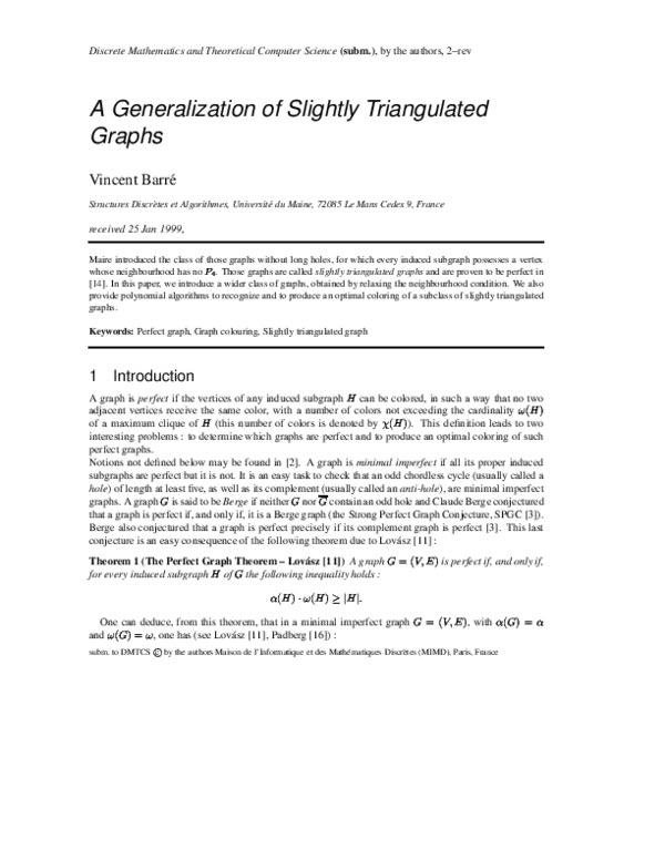 (PDF) A Generalization of Slightly Triangulated Graphs
