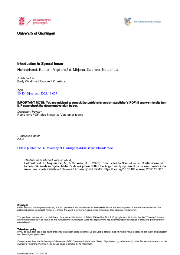 (PDF) Introduction to Special Issue Contributions of father-child ...
