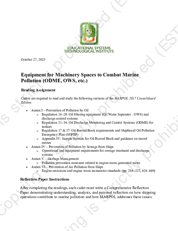 (PDF) Equipment for Machinery Spaces to Combat Marine Pollution ODME ...