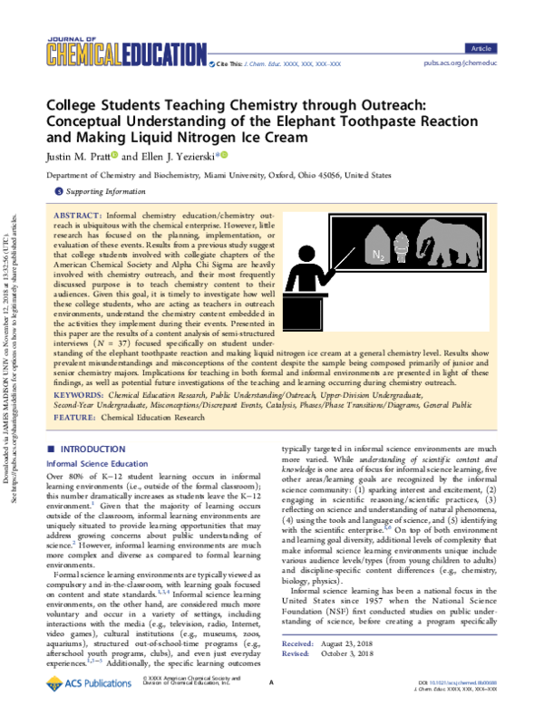 (PDF) College Students Teaching Chemistry through Outreach: Conceptual ...