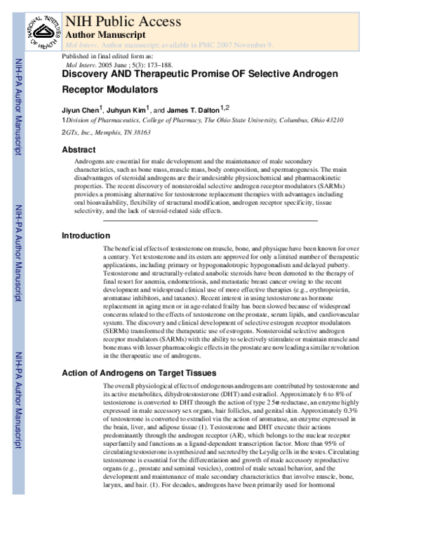 (PDF) Discovery and Therapeutic Promise of Selective Androgen Receptor ...