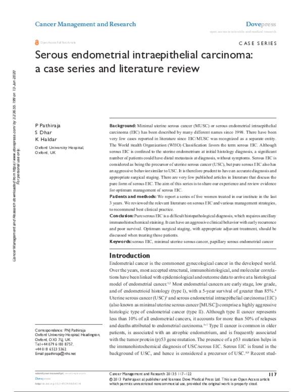 (PDF) Serous endometrial intraepithelial carcinoma: a case series and ...