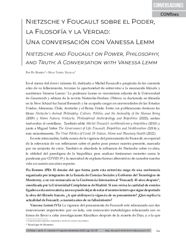 (PDF) Nietzsche y Foucault sobre el Poder, la Filosofía y la Verdad ...