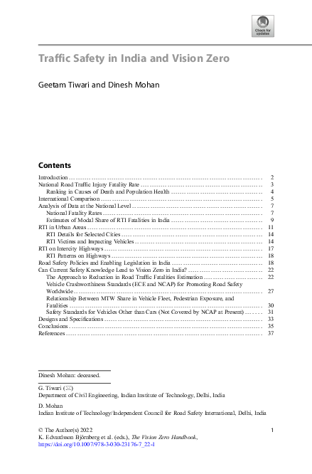 (PDF) Traffic Safety in India and Vision Zero