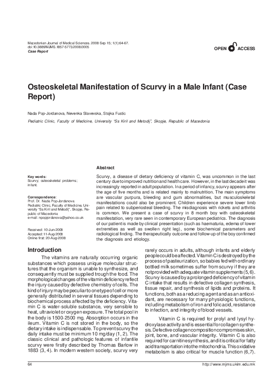 (PDF) Osteoskeletal Manifestation of Scurvy in a Male Infant (Case Report)