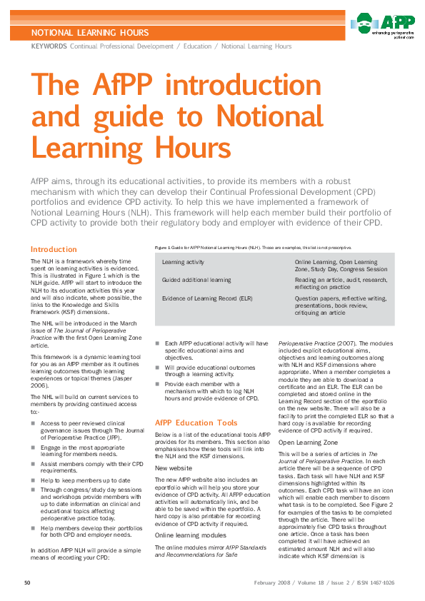 (PDF) The AfPP introduction and guide to Notional Learning Hours
