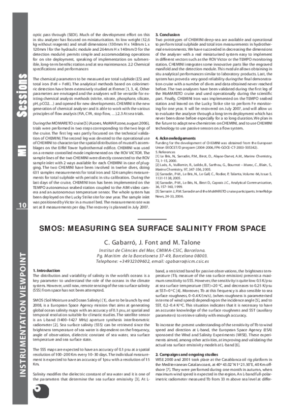 (PDF) SMOS: measuring sea surface salinity from space