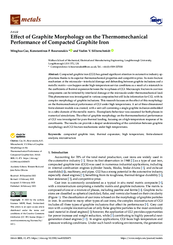 (PDF) Effect of Graphite Morphology on the Thermomechanical Performance ...