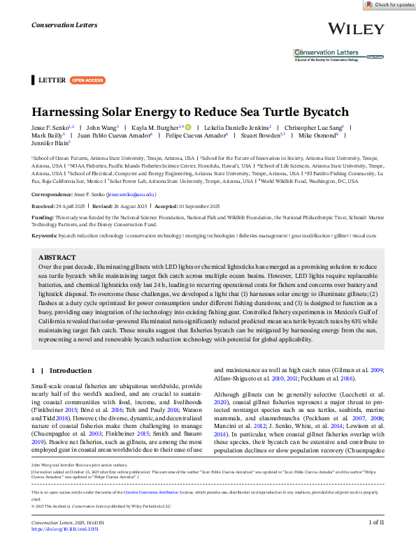 (PDF) Harnessing Solar Energy to Reduce Sea Turtle Bycatch