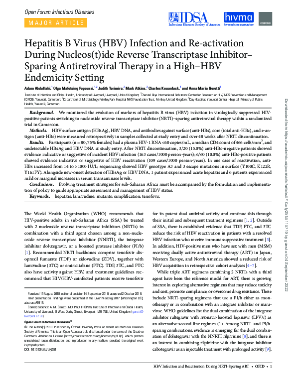 (PDF) Hepatitis B Virus (HBV) Infection and Re-activation During ...