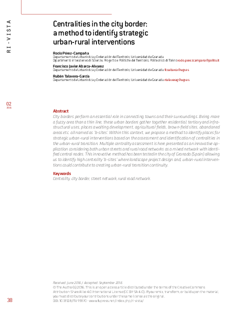 (PDF) Centralities in the city border: a method to identify strategic ...