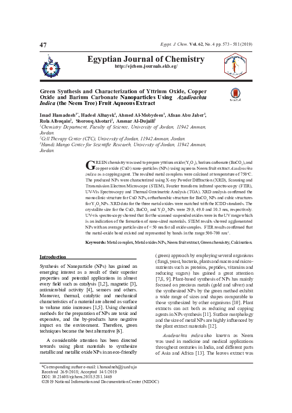 (PDF) Synthesis and Characterization of Yttrium Oxide, Copper Oxide and ...