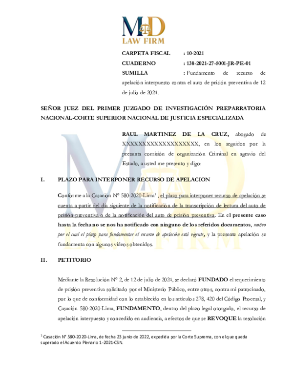 (PDF) MODELO DE APELACION DE PRISION PREVENTIVA