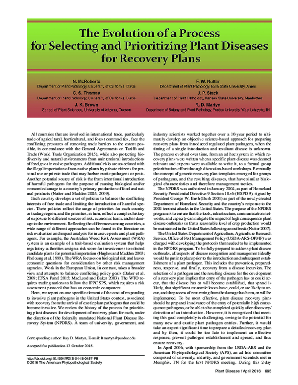 (PDF) The Evolution of a Process for Selecting and Prioritizing Plant ...