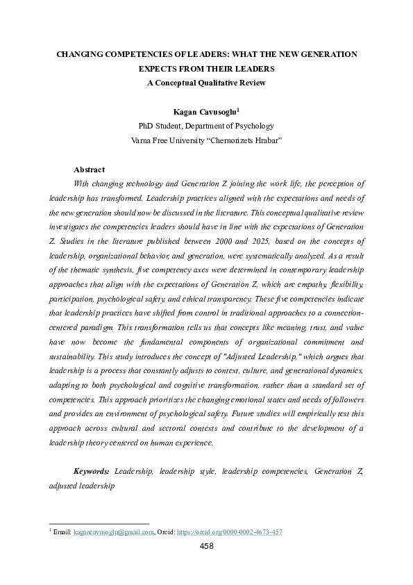 (PDF) Changing Competencies of Leaders: What the New Generation Expects ...
