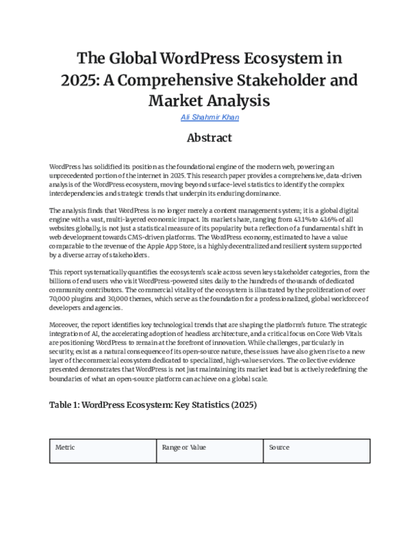 (PDF) The Global WordPress Ecosystem in 2025: A Comprehensive ...