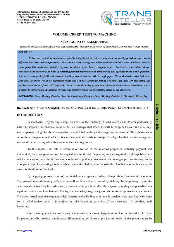 (PDF) Volume Creep Testing Machine