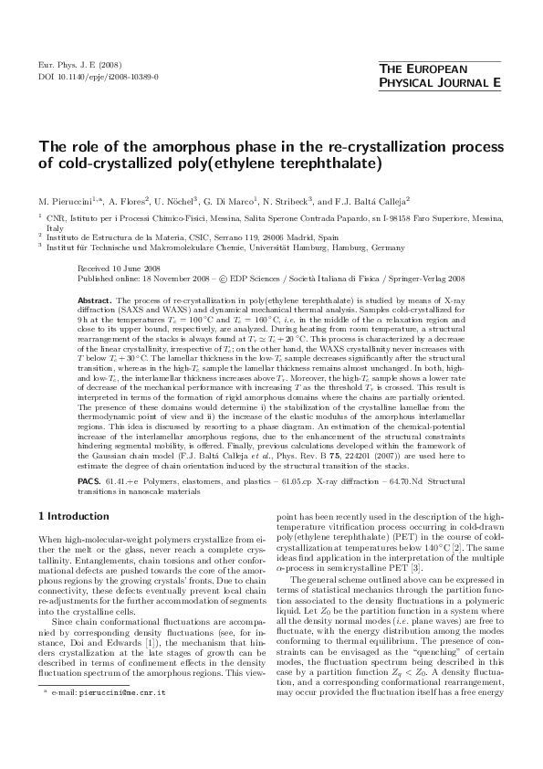 (PDF) The role of the amorphous phase in the re-crystallization process ...