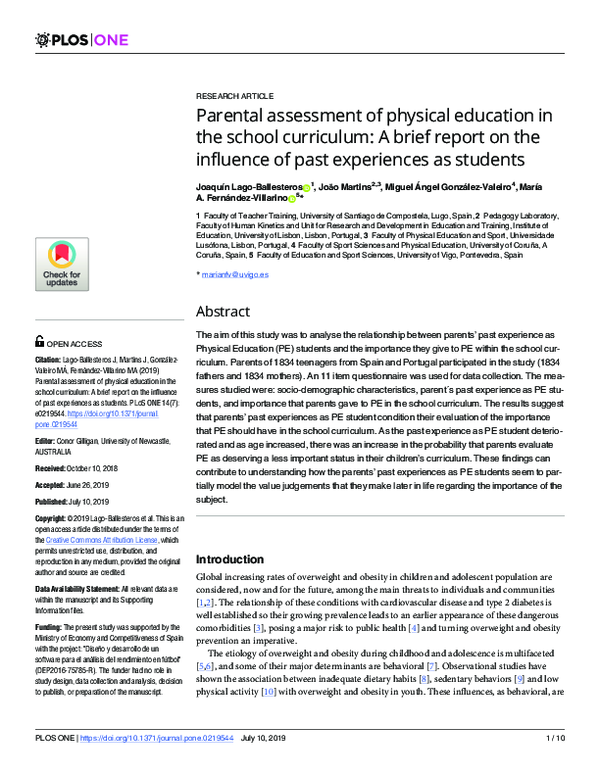 (PDF) Parental assessment of physical education in the school ...