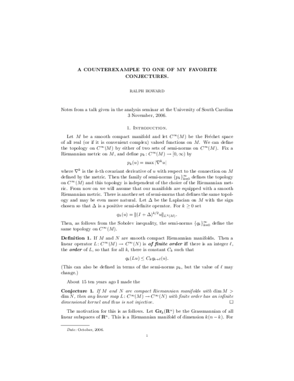 (PDF) A Counterexample to One of My Favorite Conjectures