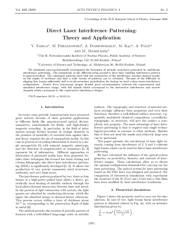 (PDF) Direct Laser Interference Patterning: Theory and Application