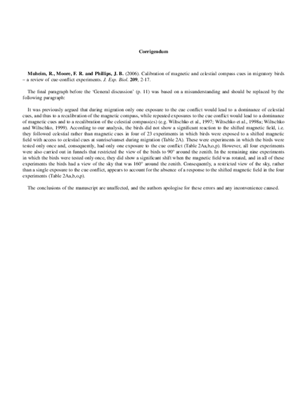(PDF) Calibration of magnetic and celestial compass cues in migratory ...