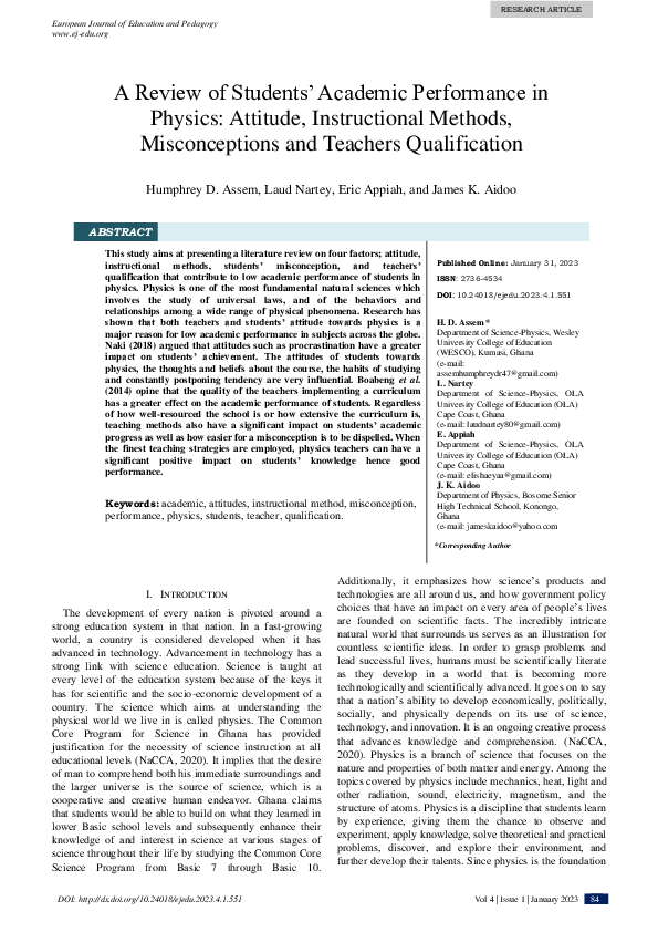 (PDF) Students’ Academic Performance in