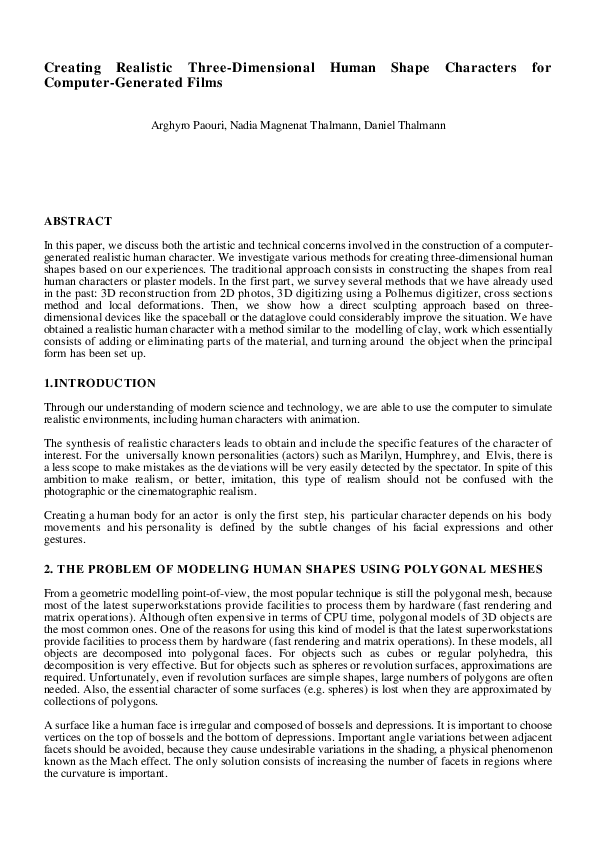 (PDF) Creating Realistic Three-Dimensional Human Shape Characters for ...
