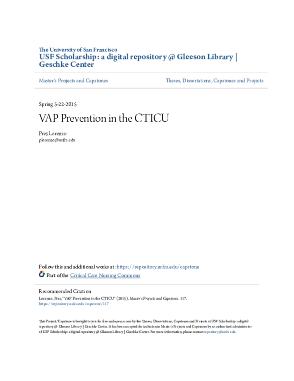 (PDF) VAP Prevention in the CTICU